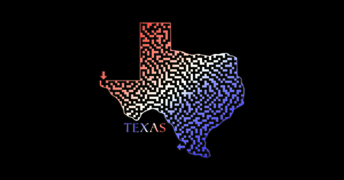 Texas State Outline Maze & Labyrinth - Texas - Posters and Art Prints ...