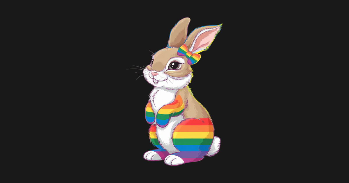 Easter Bunny LGBT-Q Cute Rabbit Gay Pride Rainbow Flag - Easter Bunny ...