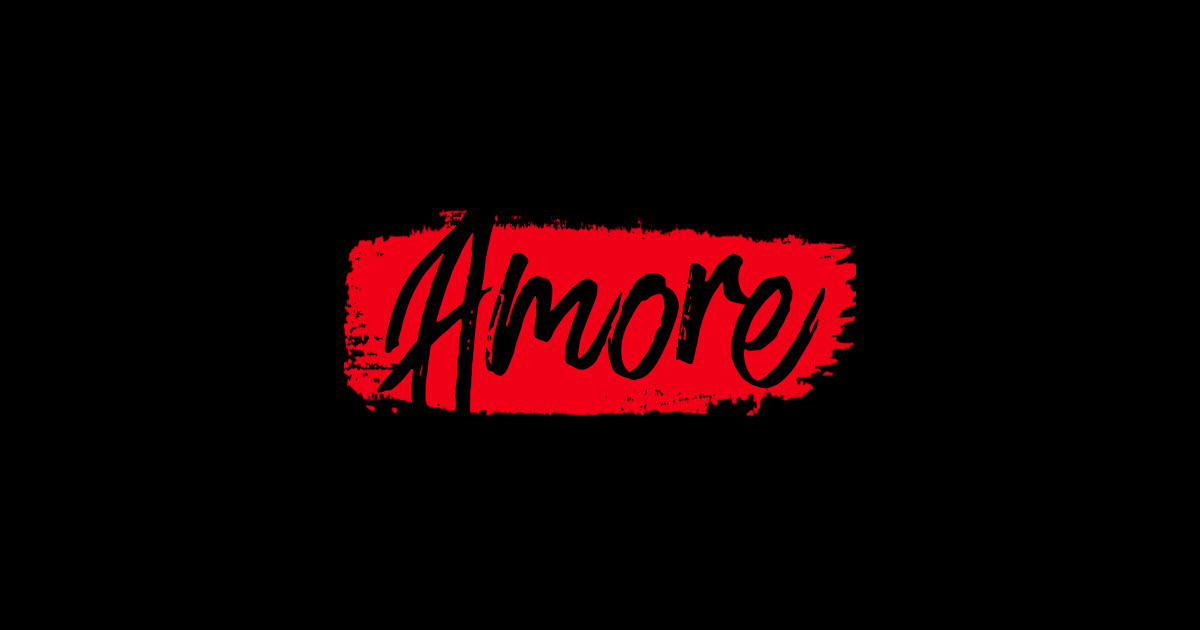 Amore text with red background - Amore - Sticker | TeePublic