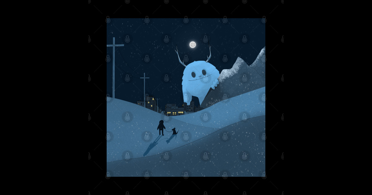 Friendly Moon Monster - Moon - Sticker | TeePublic