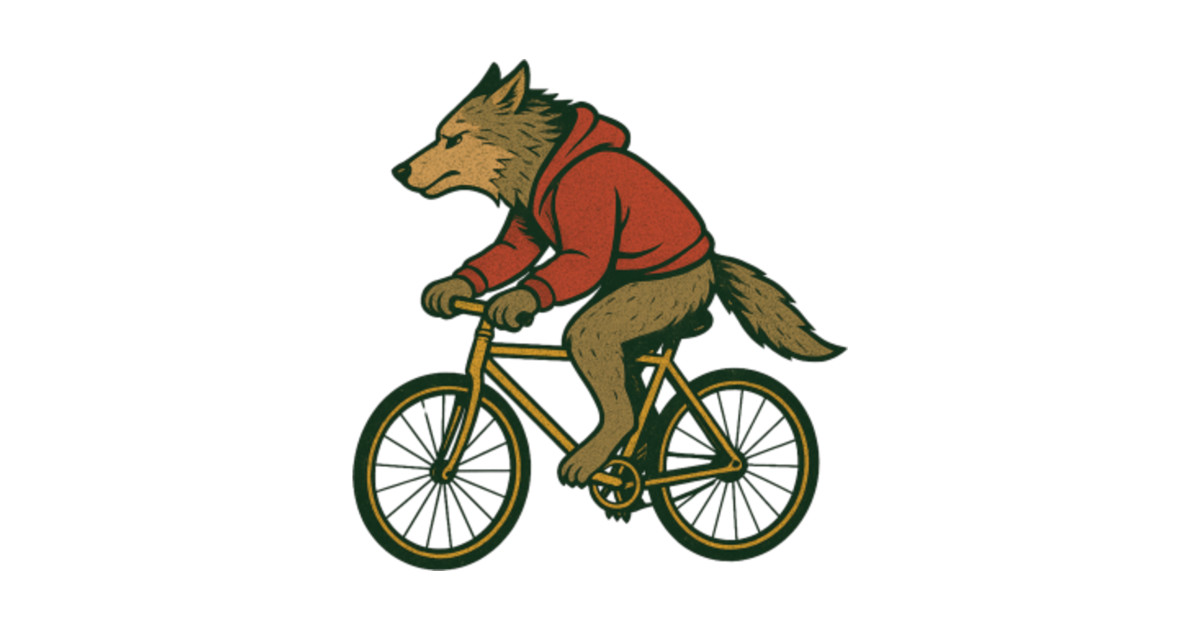 Cycling Wolf – Retro Animal Biker - Cycling Wolf Retro Animal Biker - T ...