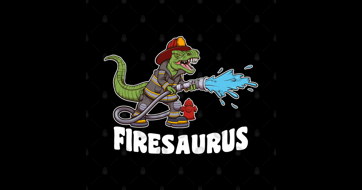 Firesaurus Dinosaur Firefighter Cartoon - Firesaurus - Sticker | TeePublic