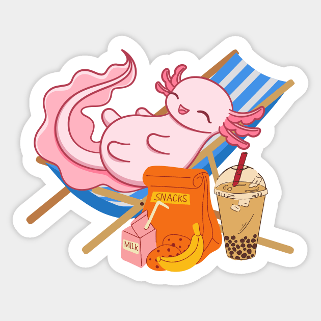 Sweet chilling Axolotl Mexican walking fish - Axolotl - Sticker | TeePublic