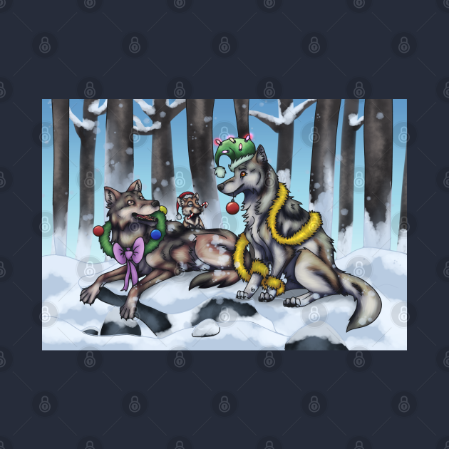 Holiday Wolves Scene - Christmas - T-Shirt | TeePublic