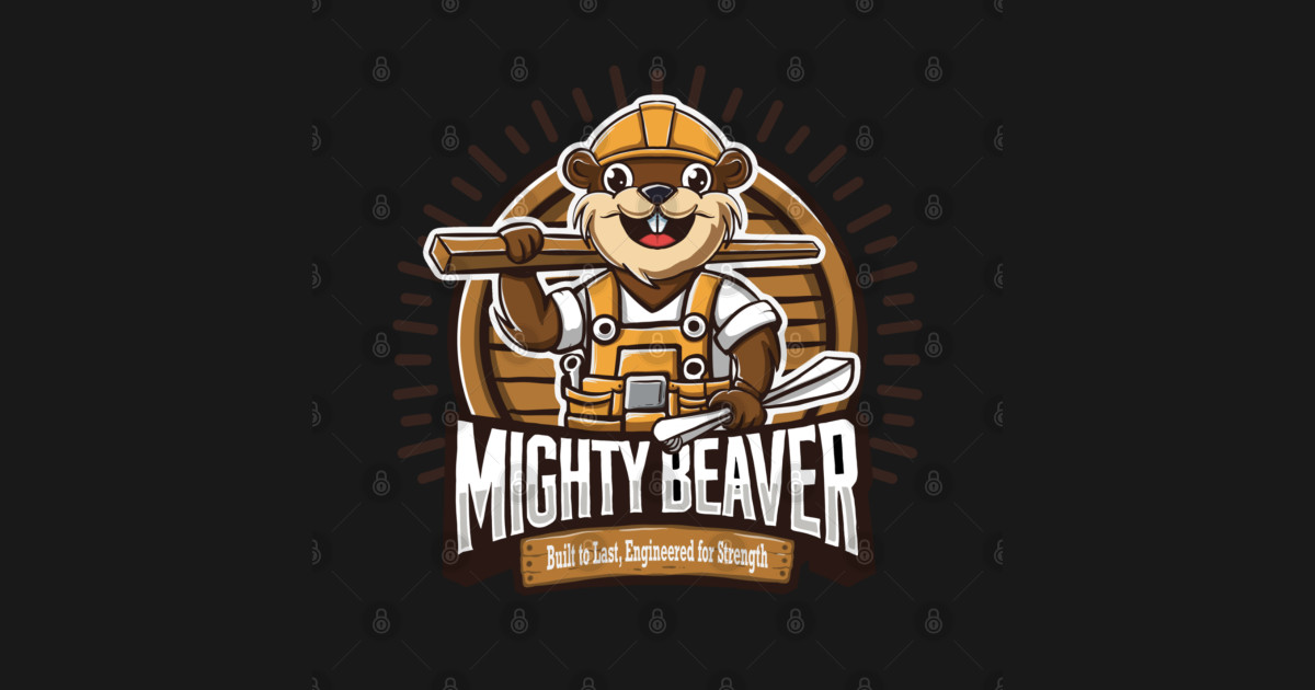 Mighty Beaver Cute Construction Mascot Design - Cute Mascot - T-Shirt | TeePublic