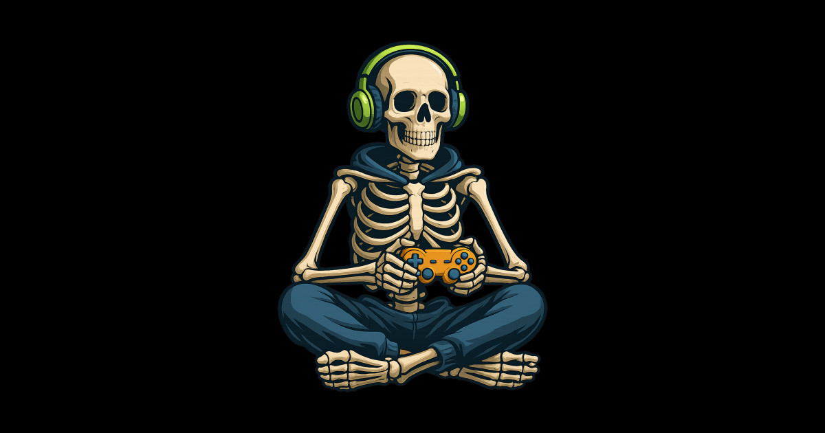 Funny Skeleton Video Game Halloween Gaming Gamer - Skeleton Gamer ...