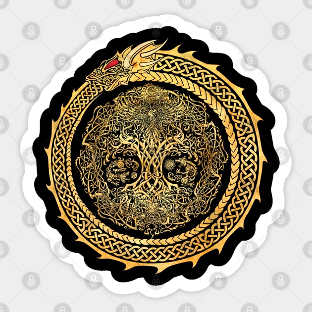 Jormungandr and Tree Life - Yggdrasil Jormungandr - Sticker | TeePublic
