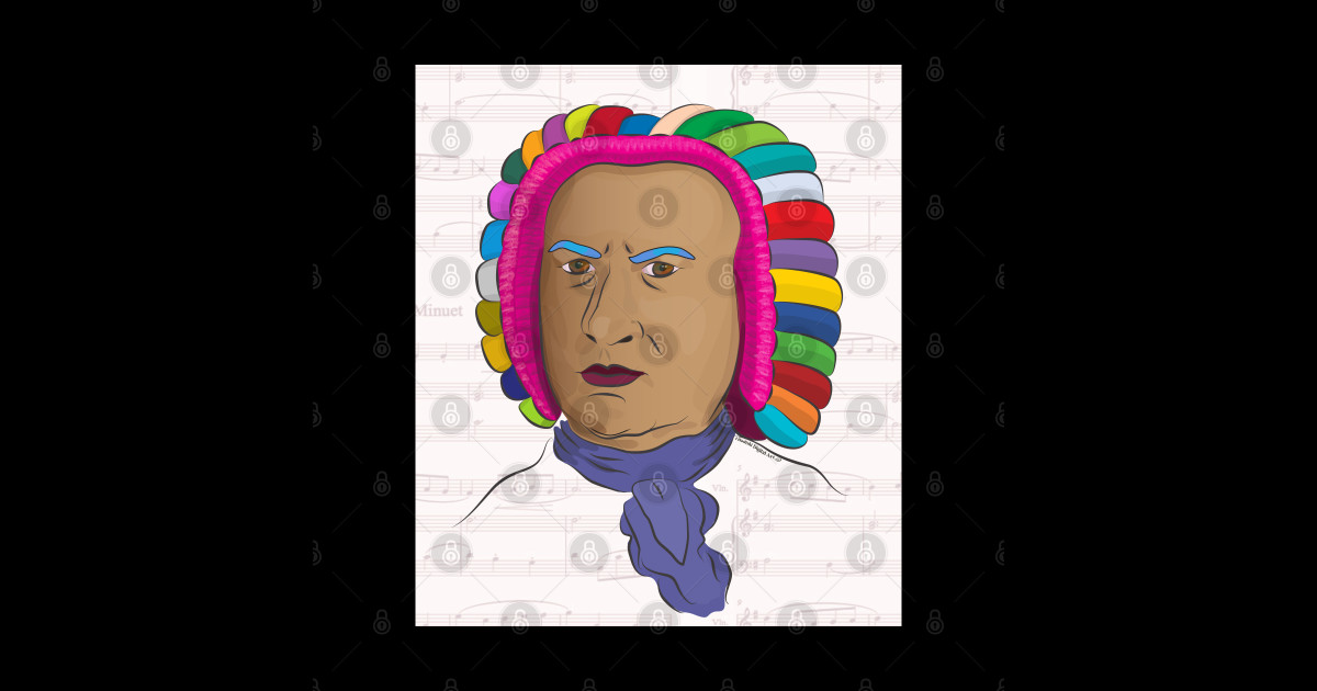 Johann Sebastian Bach in a Colorful Wig and a Tan - Pop Art - Bach ...