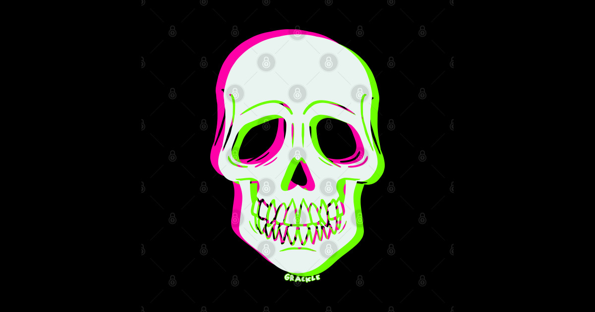 3D Glitch Skull (Pink and Green Version) - Skull - Sticker | TeePublic