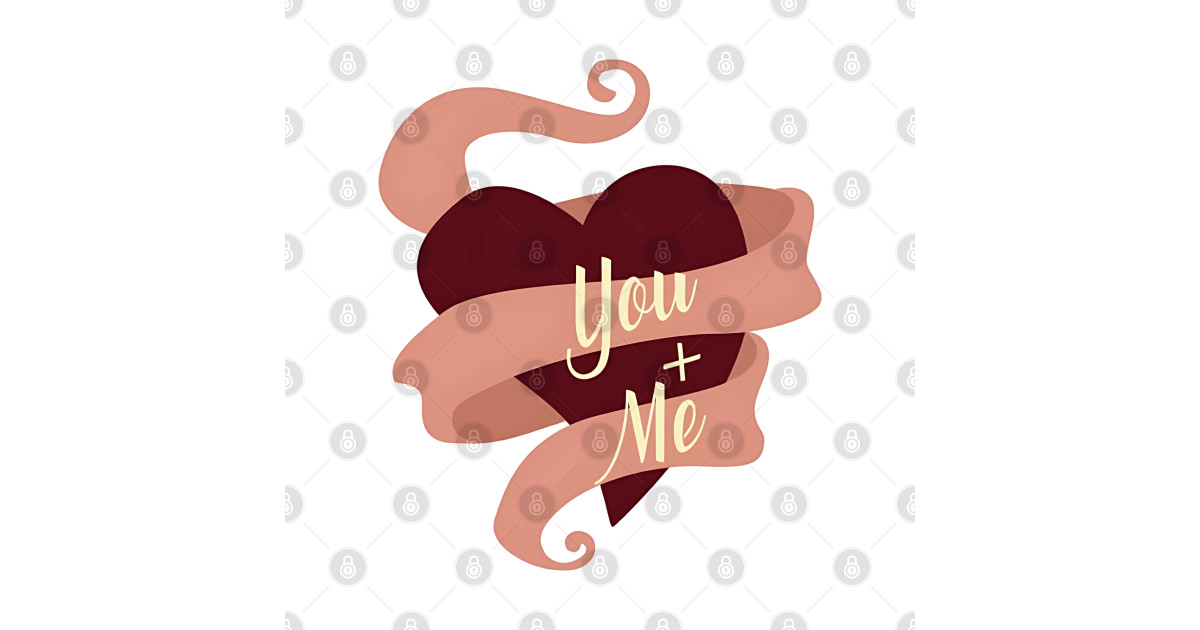 You + Me Heart Ribbon Art | Romantic Couple Love Design | Sweet ...