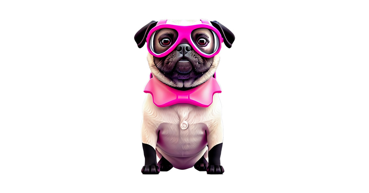 Cute Pug with Pink Glasses and Apron - Adorable Superstar Celebrity Dog ...