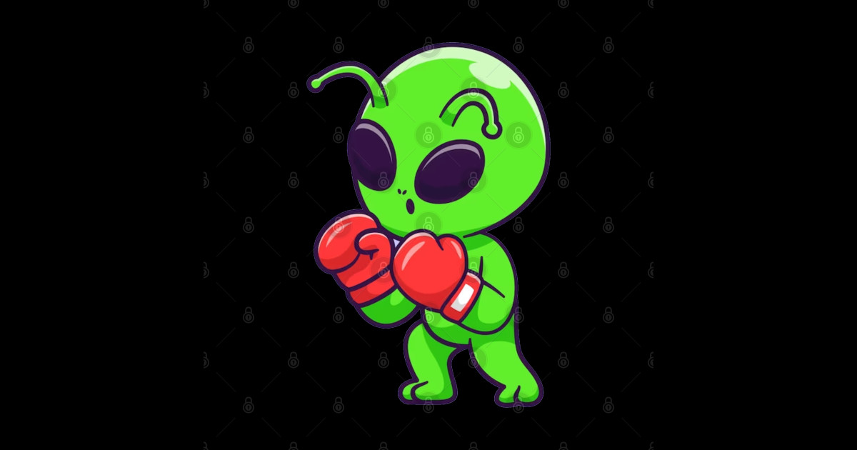 Cute alien boxing - Alien - Posters and Art Prints | TeePublic