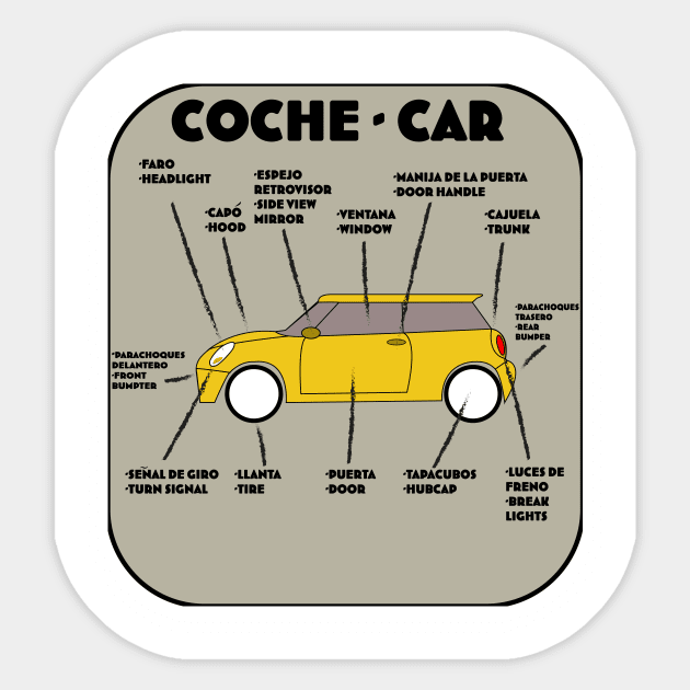 Spanish Car Parts - Spanish Car Words - Sticker | TeePublic