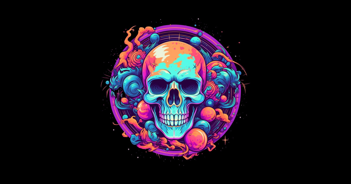 Trippy Skull Psychedelic Colors LSD - Skull - Sticker | TeePublic