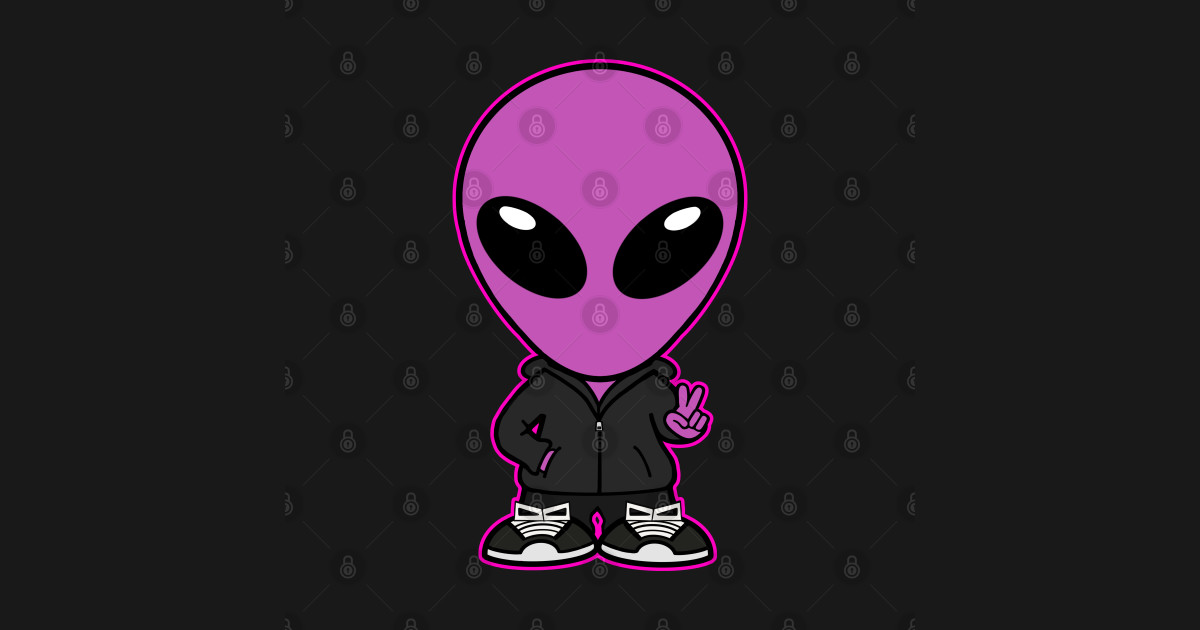 Space Alien Extraterrestrial Peace Hand Sign (Pink) - Aliens - T-Shirt ...