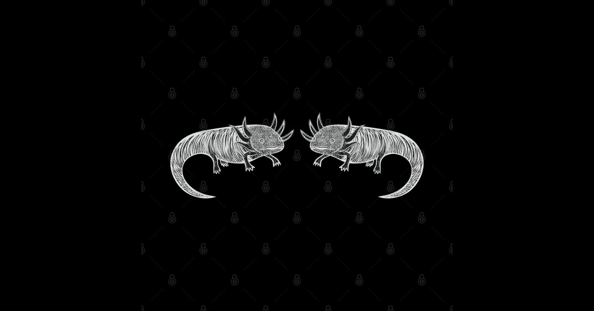 Axolotls in Love - cute and fun axolotl design - dark colors - Axolotl ...