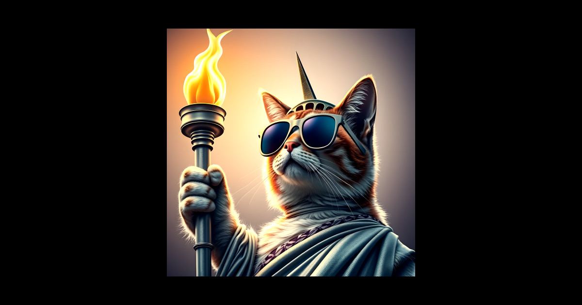 catue of liberty - Cat Statue Of Liberty - Sticker | TeePublic
