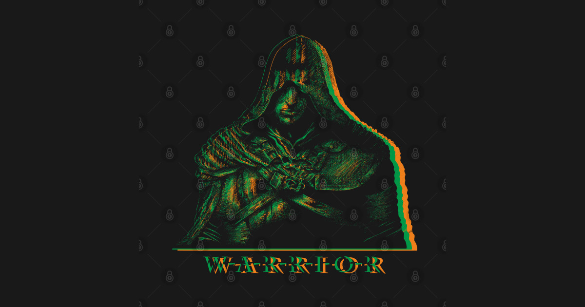 Hooded Warrior Glitch Art – Medieval Fantasy Fighter Design - Warrior ...