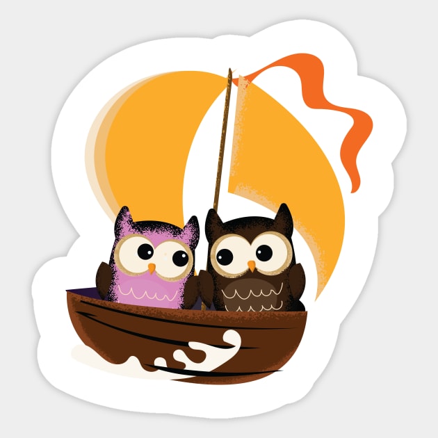 Love boat Owls - Love Boat Owls - Sticker | TeePublic