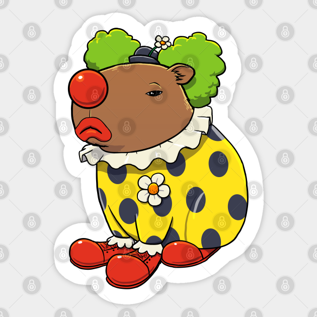 Grumpy Capybara Clown - Capybara - Sticker | TeePublic