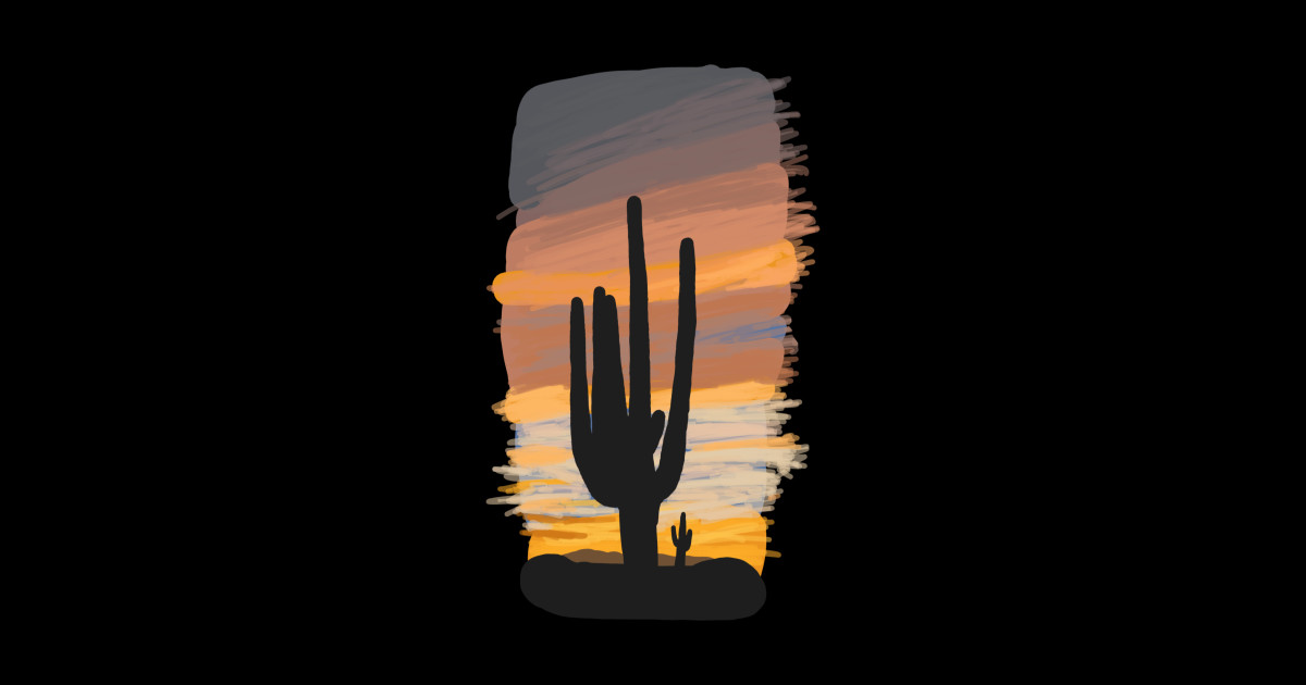 Arizona Sunset Drawing - Cactus - Sticker | TeePublic