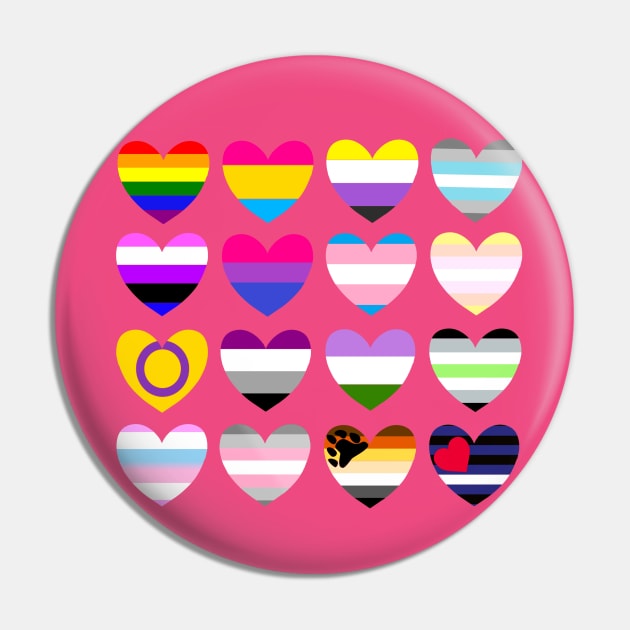 Multi Pride Flag Hearts - Lgbt - Pin | TeePublic