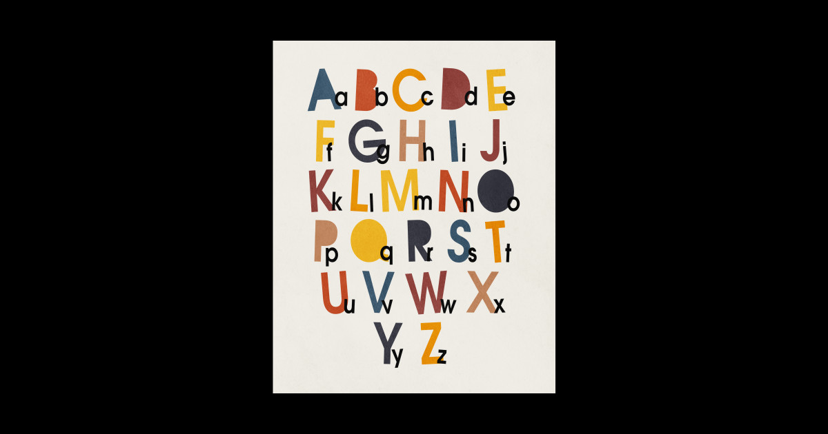 Alphabet, Abstract, Mid century modern kids wall art, Nursery room ...