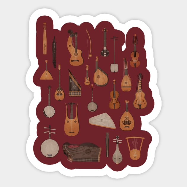 String Musical Instruments - Guitar - Sticker | TeePublic