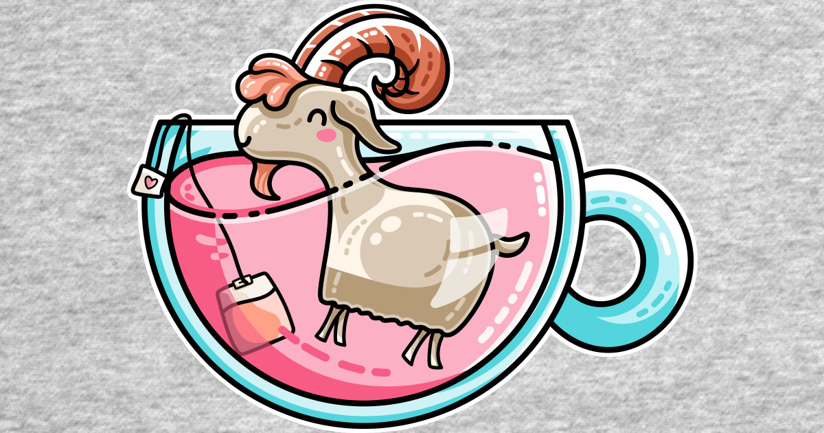 Goat-tea Kawaii Cute Tea Goatee Pun - Goat - T-Shirt | TeePublic