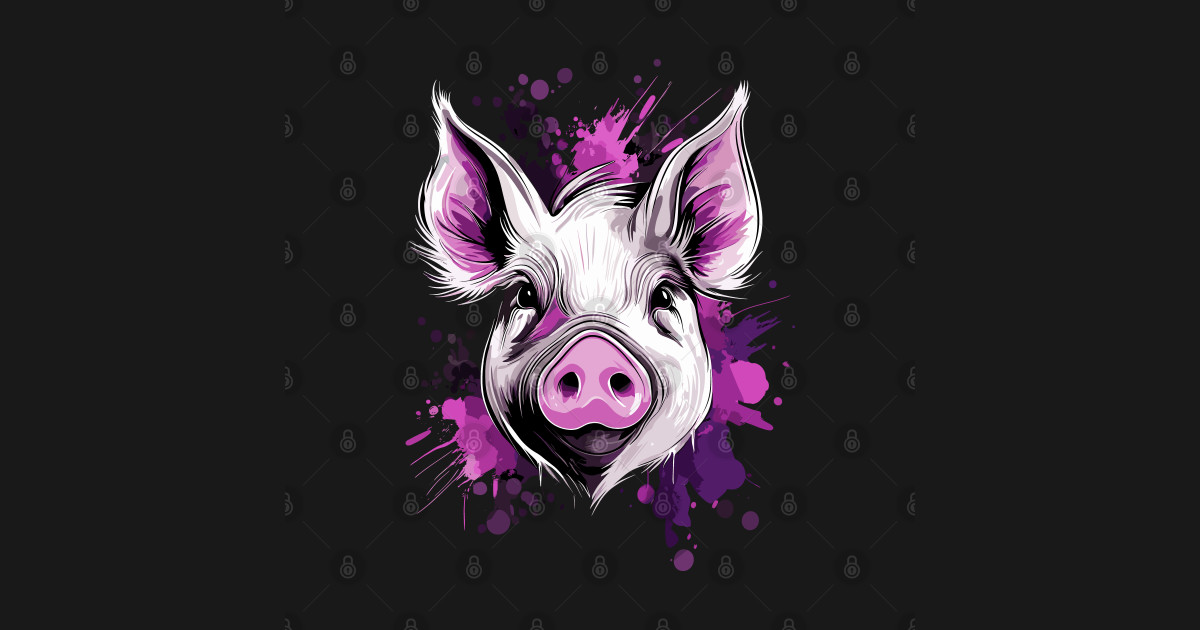 Charming Pig with Pink Splashes - Pig - T-Shirt | TeePublic