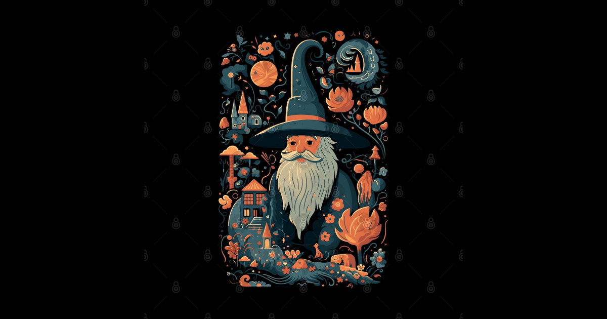 Whimsical Wizard - Cartoon Style - Fantasy - Gandalf - Posters and Art ...
