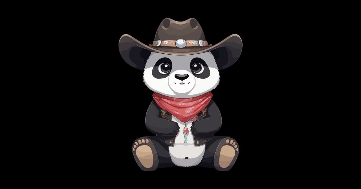 Cute Kawaii Cowboy Panda - Cowboy Panda - Sticker | TeePublic