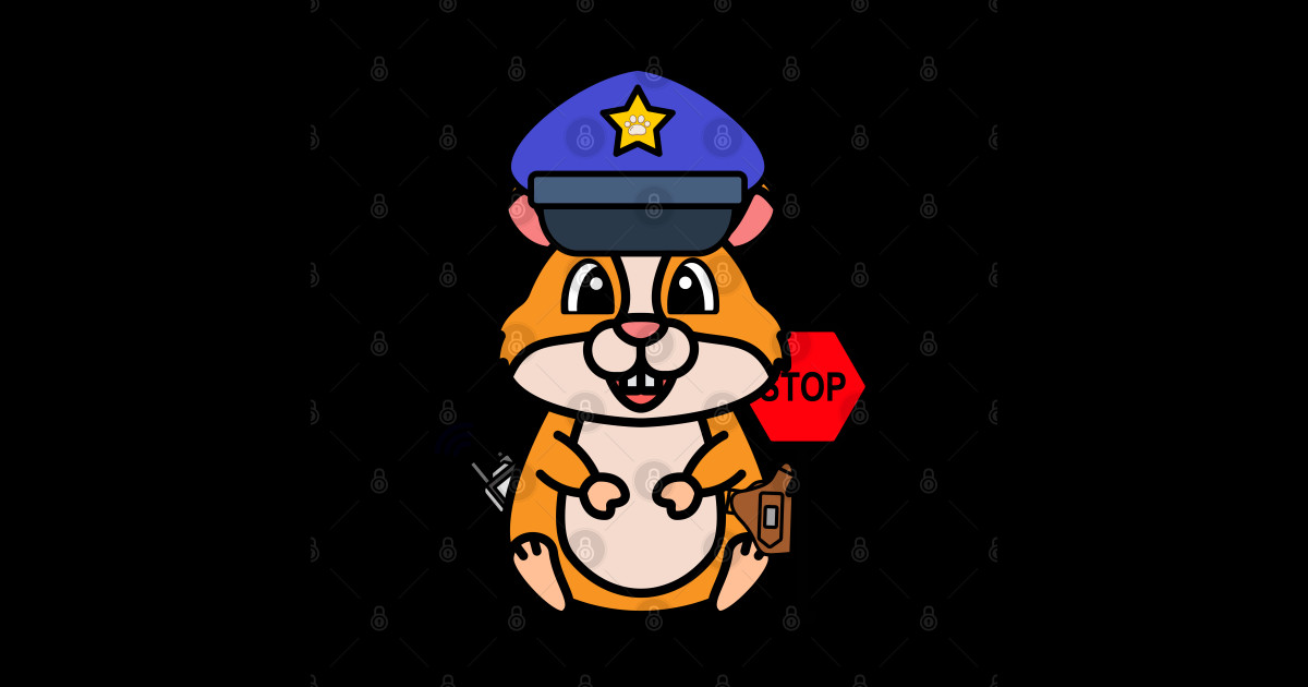 Funny hamster is a policeman - Police Pet - Sticker | TeePublic