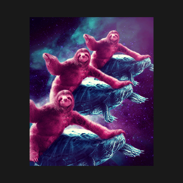 Crazy Funny Space Sloth Riding On Turtle - Space - Long Sleeve T-Shirt ...