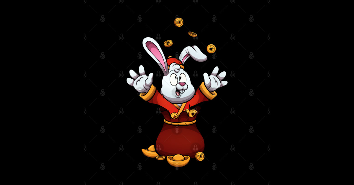 Cute Chinese Rabbit Throwing Gold Coins - Cute Chinese Rabbit Throwing ...