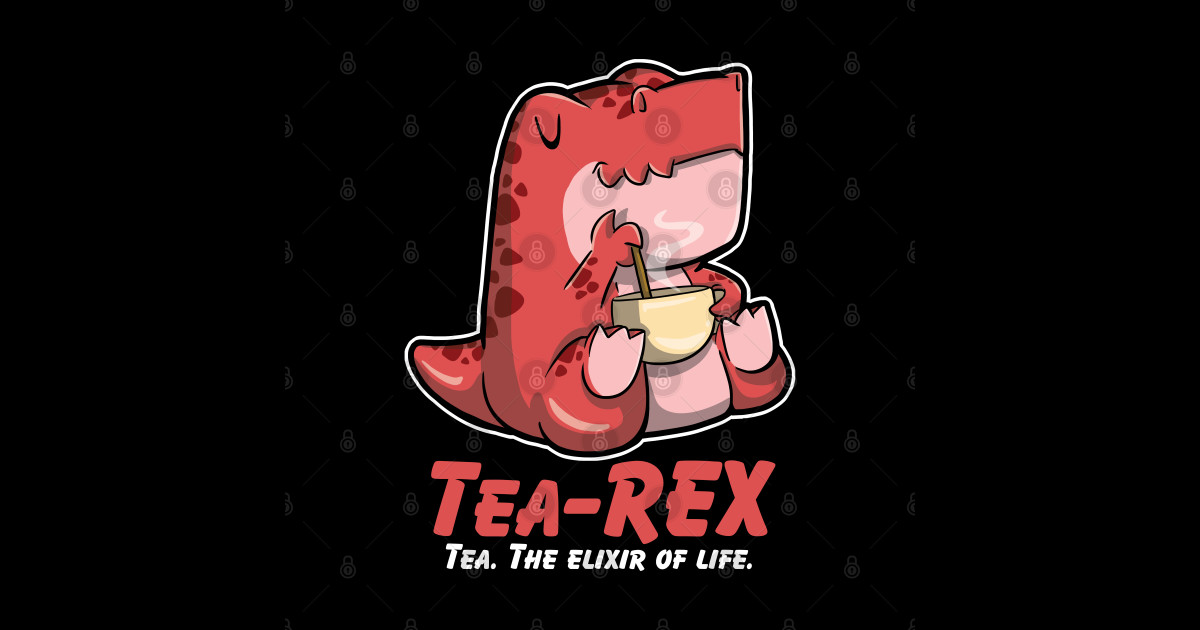 Cute Little T-rex Drinking a cup of tea - Dinosaur - Sticker | TeePublic