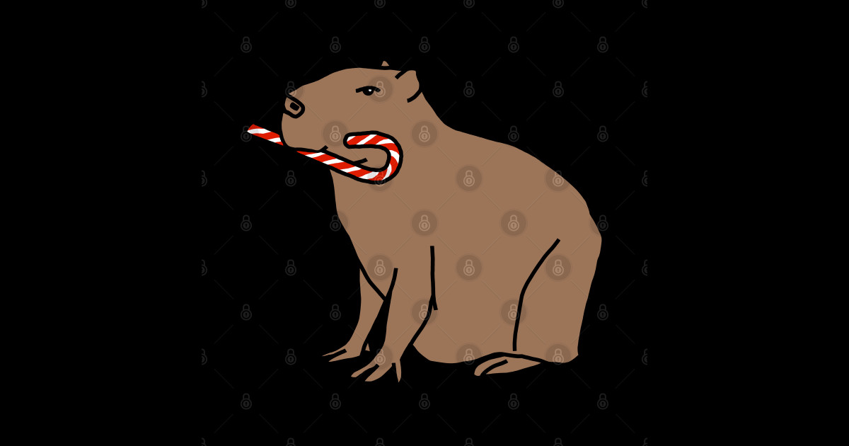Cute Christmas Capybara with Candy Cane - Christmas - Sticker | TeePublic