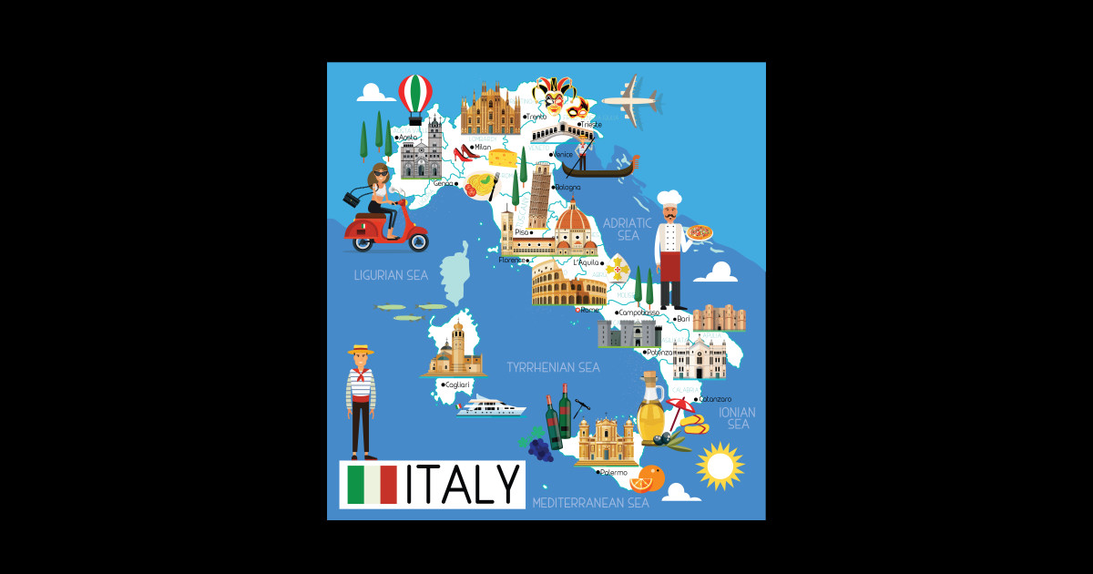 italy cities map - Italy Map - Sticker | TeePublic