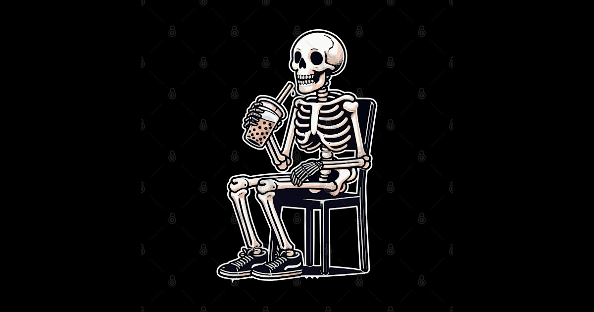 Skeleton Drink Boba - Skeleton - Sticker | TeePublic