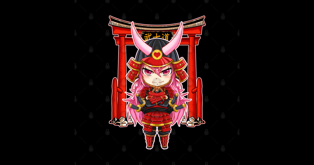 Kawaii Anime Shogun Princess - Anime Samurai Girl - Sticker | TeePublic