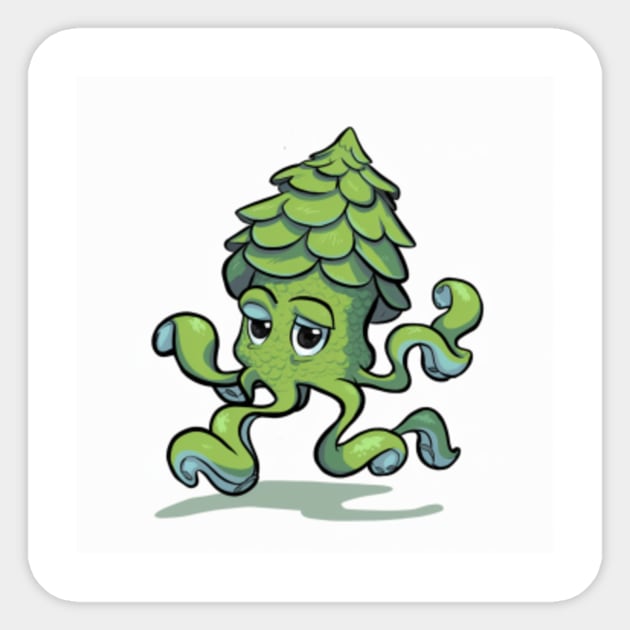 Pine Tree Octopus - Octopus - Sticker | TeePublic