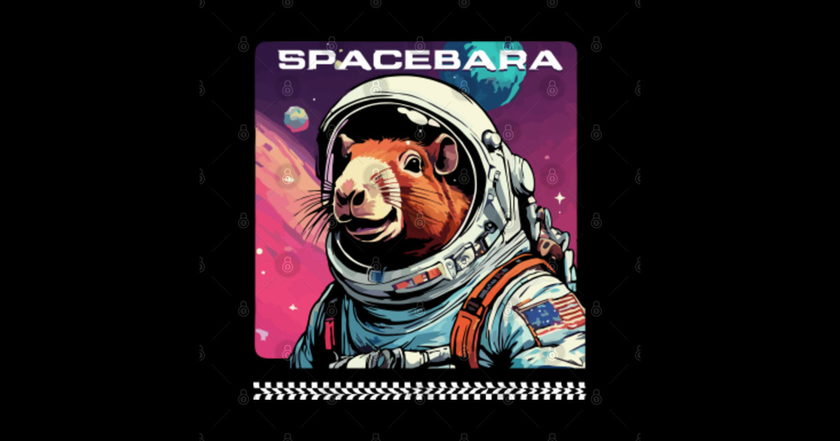 vintage space capybara - Capybara Art - Sticker | TeePublic
