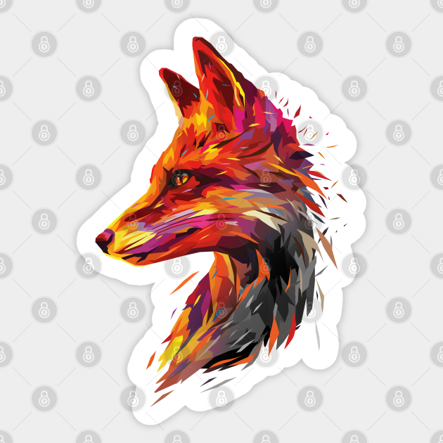 Abstract Flaming Fox - Fox - Sticker | TeePublic