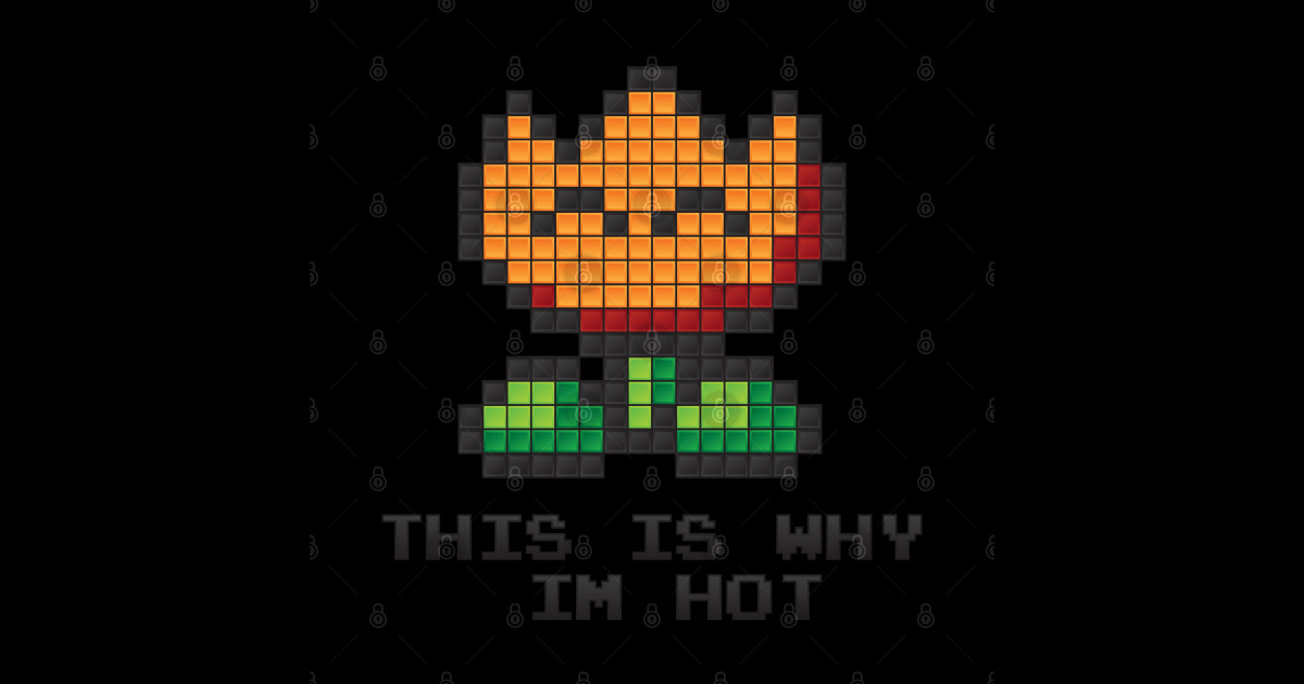 8-Bit Fire Flower - Pixel - Sticker | TeePublic