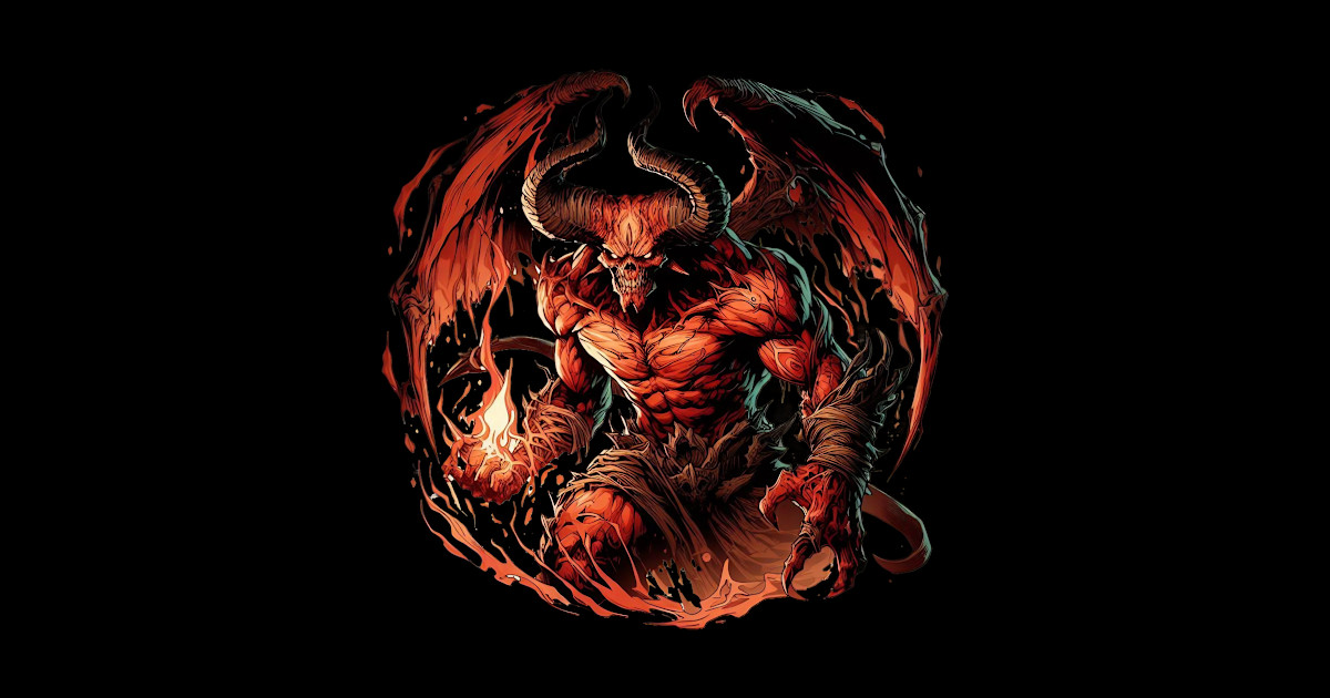 Flaming Demon - Flaming Demon - Sticker | TeePublic