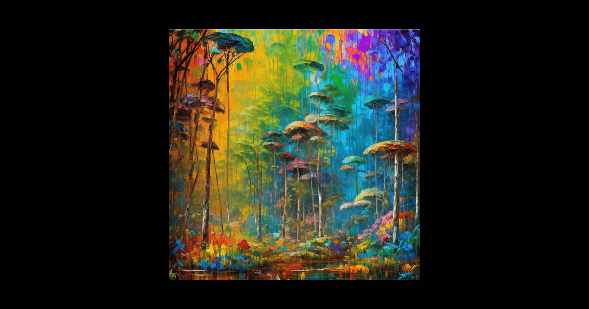 Magical umbrella trees in a fantasy forest, digital art - Magical Tree ...