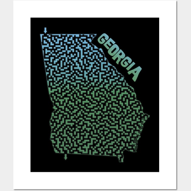 Georgia State Outline Maze & Labyrinth - Georgia - Posters and Art ...