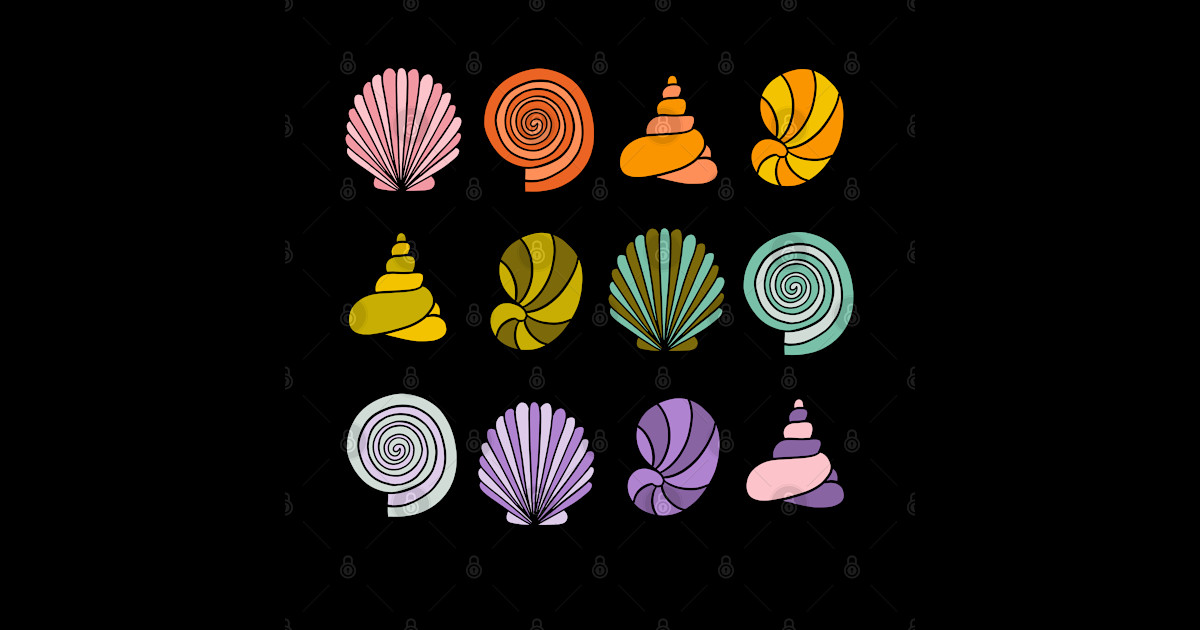 Rainbow Seashells - Seashell - Sticker | TeePublic