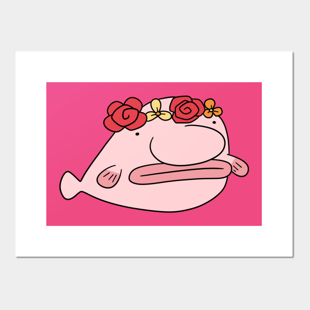 Flower Crown Blobfish - Blobfish - Posters and Art Prints | TeePublic