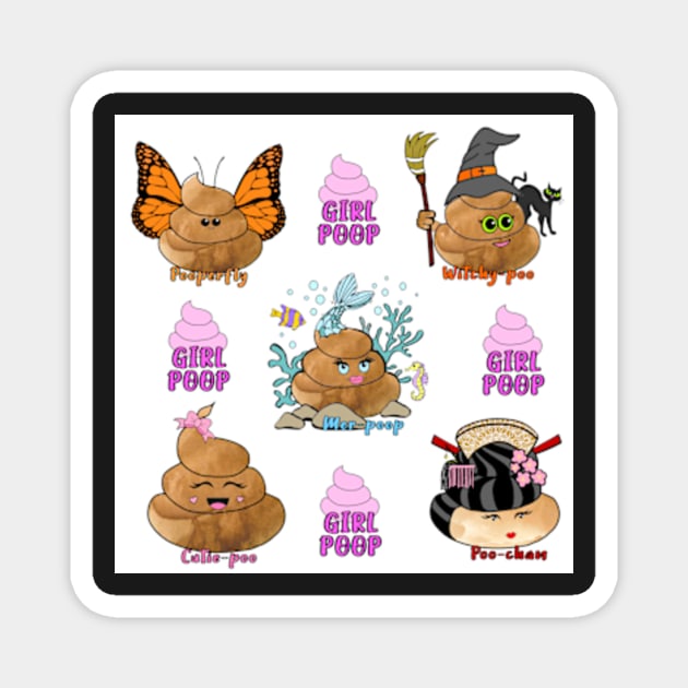 Cute Poop Emoji Girl Poop Characters - Poop - Magnet | TeePublic